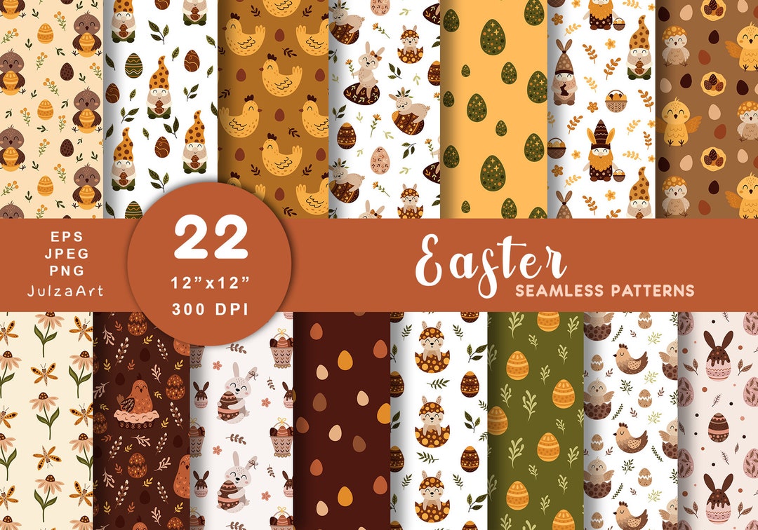Easter Seamless Pattern, Happy Easter Digital Paper, Easter Eggs ...