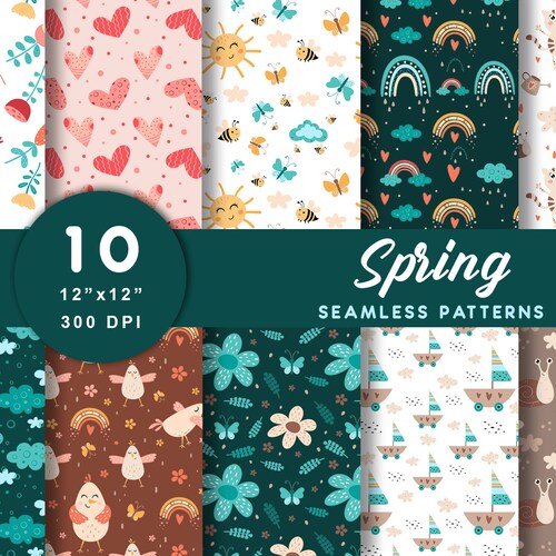 Safari Digital Paper Pack Jungle Animals Seamless Pattern - Etsy