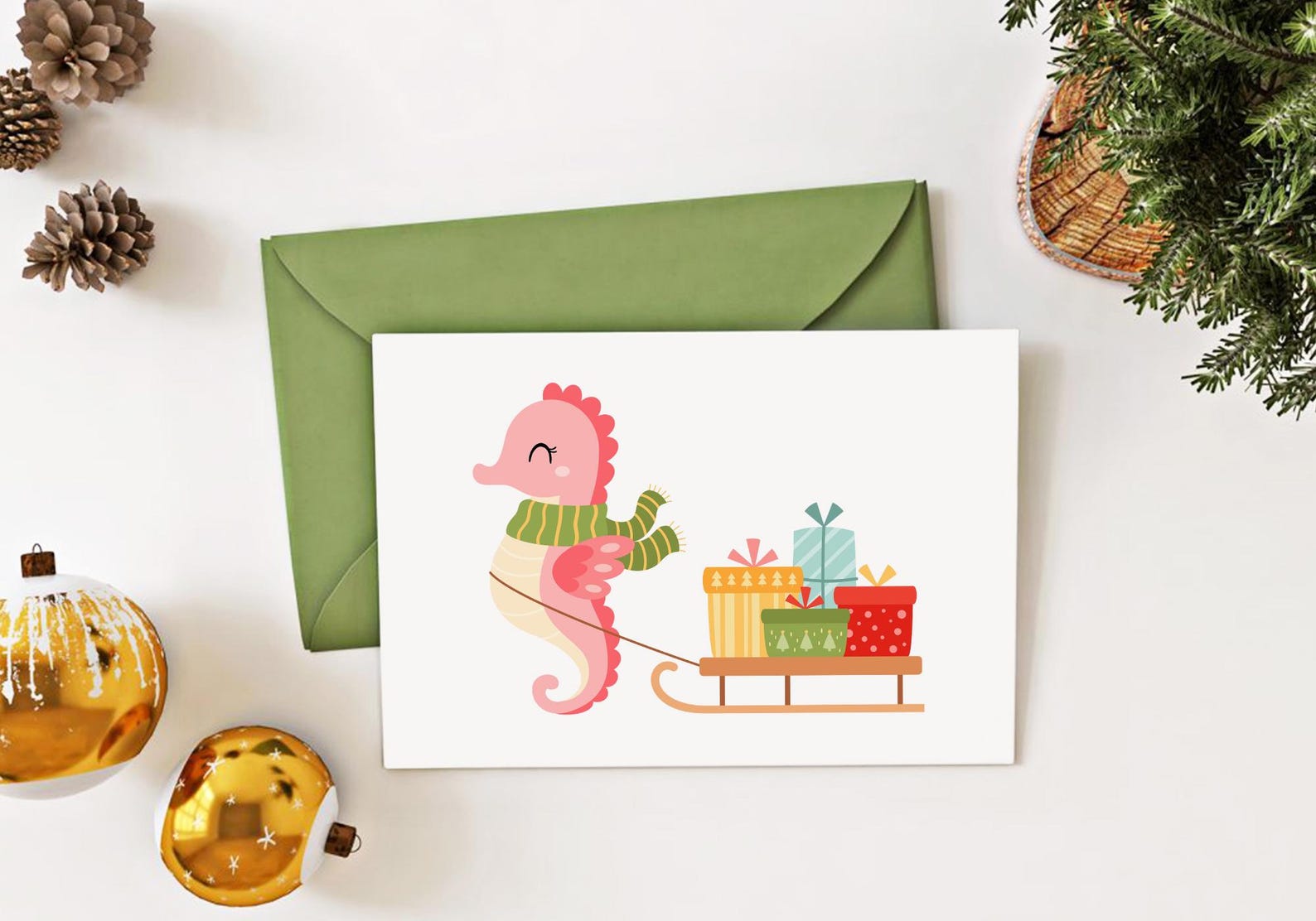 Christmas Sea Animal Clipart, Xmas Ocean Character SVG PNG, Holiday ...