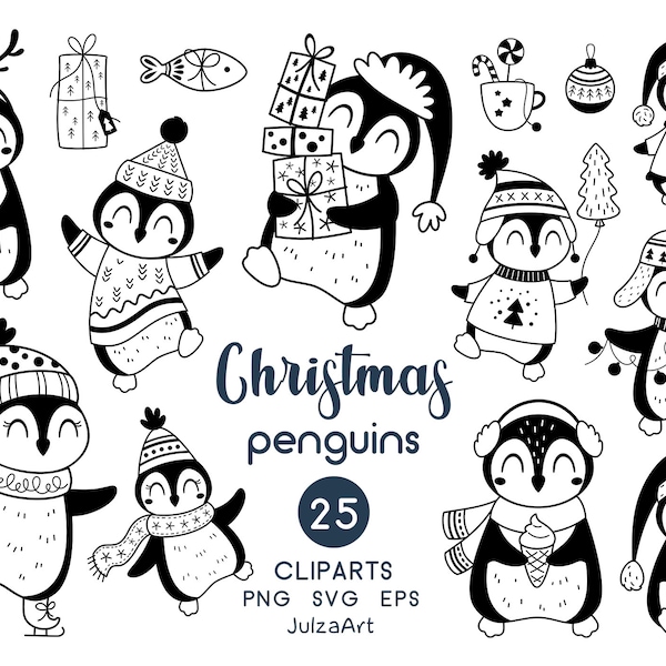 Christmas Penguin Svg - Etsy
