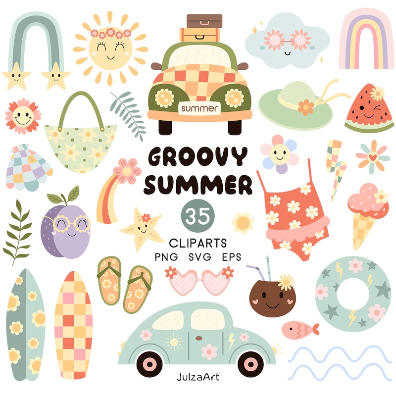 Kids Summer Clipart - Etsy