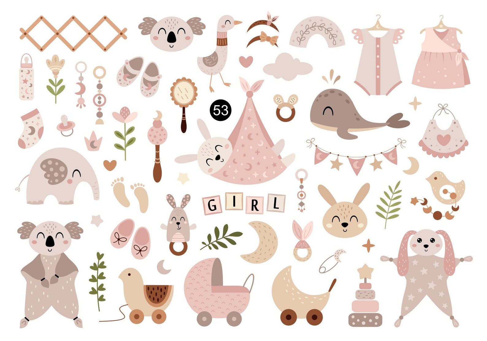 Newborn Baby Girl Clipart It's a Girl Svg Baby Shower | Etsy