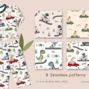 Dinosaur Seamless Pattern, Cute Dinosaur Digital Paper, Dinosaur ...