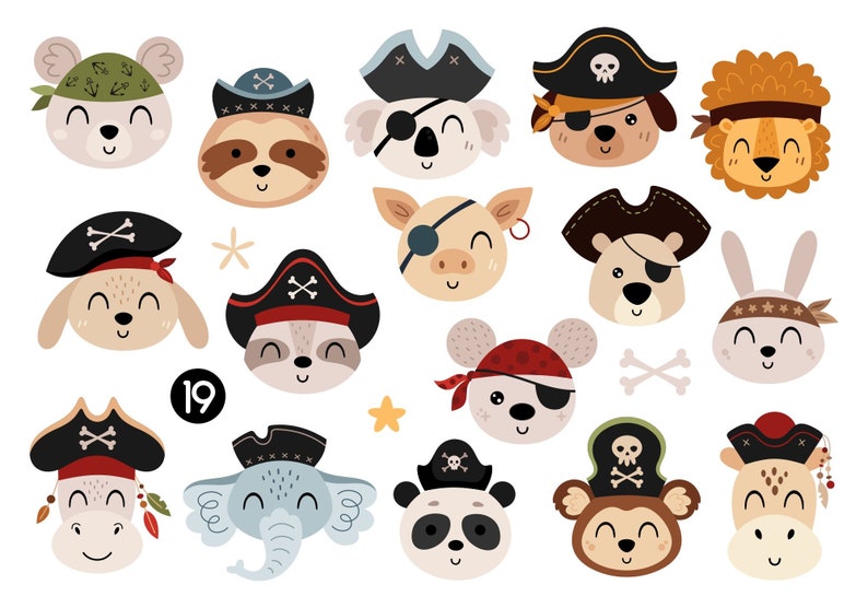 Pirate Svg Pirate Animal Clipart Sailor Animals Svg Animal - Etsy