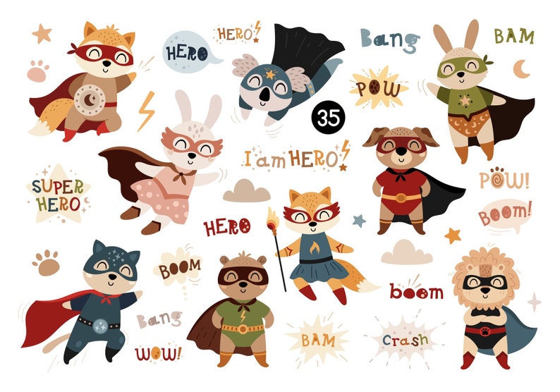 Superhero Svg Animal Superhero Clipart Cute Woodland Animals - Etsy