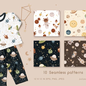 Outer Space Clipart, Seamless Pattern & Posters Bundle: Solar System ...