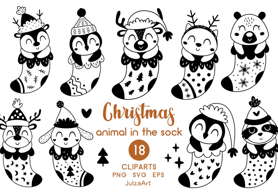 Christmas Clipart, Merry Christmas Svg, Black Christmas Animals Clipart ...