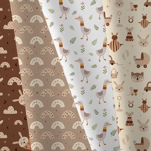 Newborn Baby Seamless Pattern,boho Nursery Digital Paper, Animal Baby ...