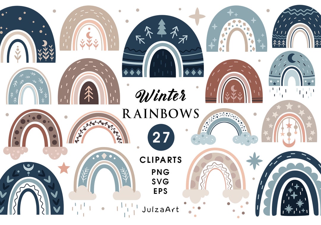 Rainbow Clipart, Winter Rainbows Svg, Christmas Rainbow Png, Boho ...
