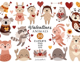 Animal Clipart, Valentines Day Svg, Valentines Clipart, Cute Animal ...