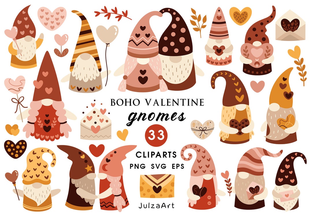 Gnome Clipart, Valentines Day Svg, Valentine Gnome Svg, Happy ...