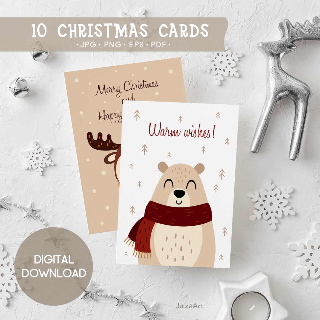 Digital Christmas Cards Printable, Merry Christmas Card, Christmas ...