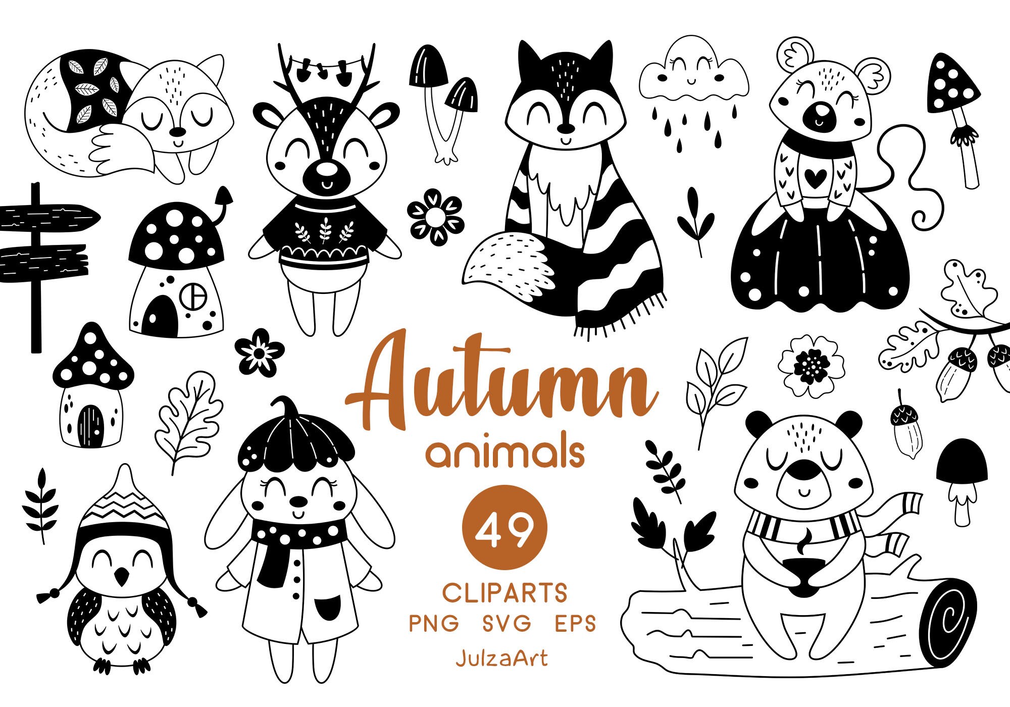 Autumn Clipart Black And White