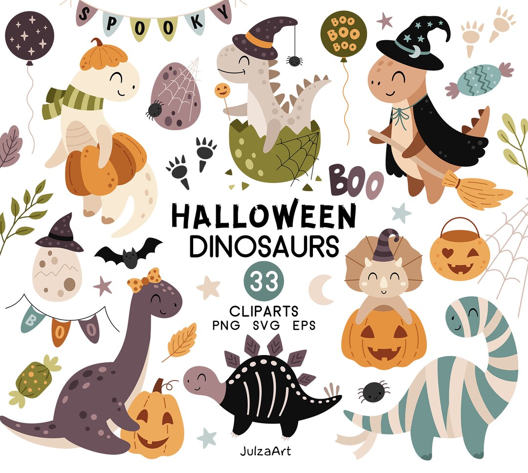 Dinosaur Svg, Halloween Dinosaur Clipart, Kids Halloween Svg, Cute ...