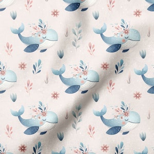 Exclusive Pattern, Watercolor Whale Seamless Pattern, Whale Digital ...