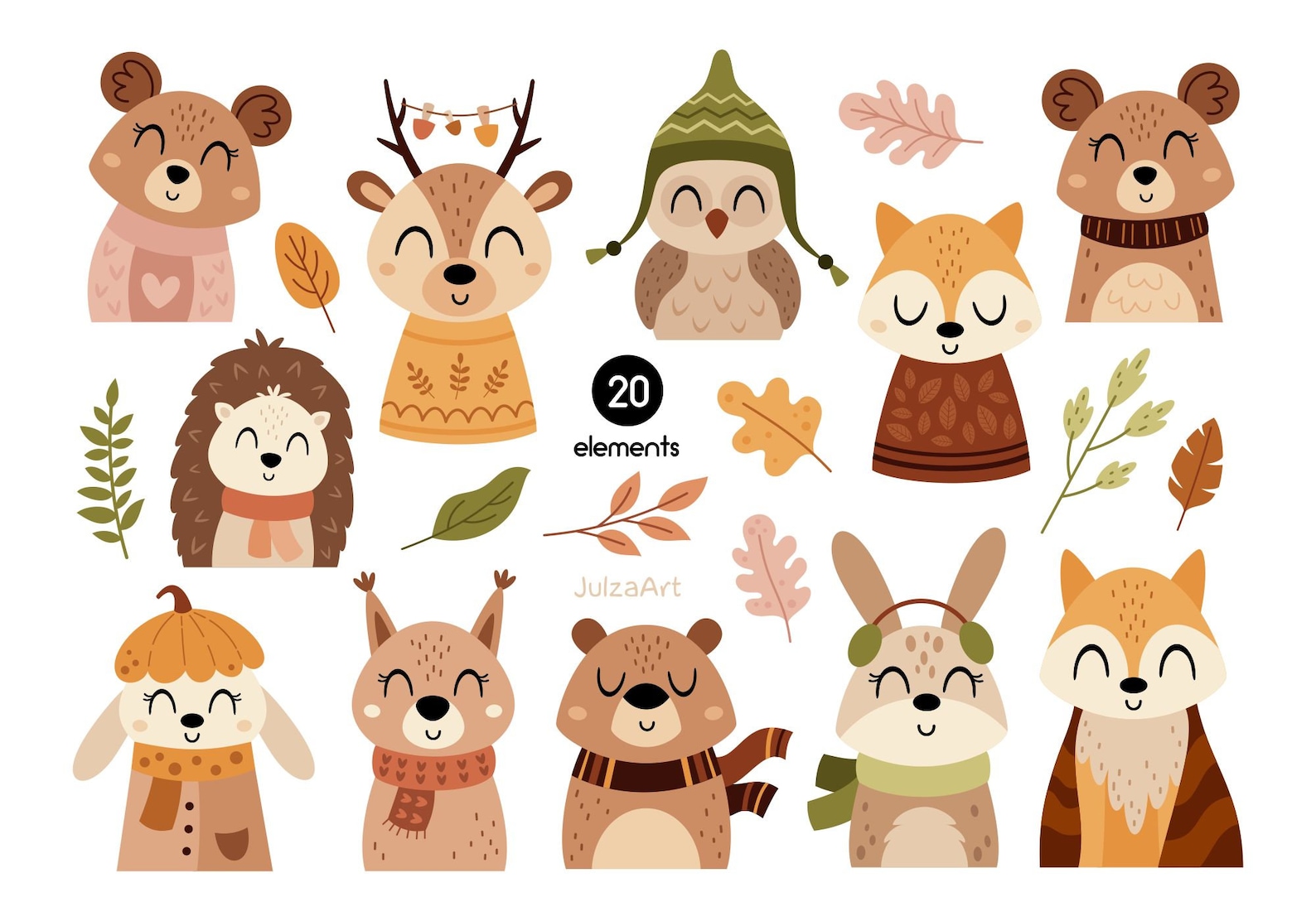 Autumn Animals Clipart Fall Animals Svg Woodland Animals - Etsy