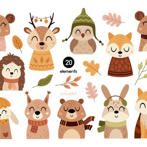 Autumn Woodland Animals Clipart: Fall SVG, Boho Forest Character PNG ...