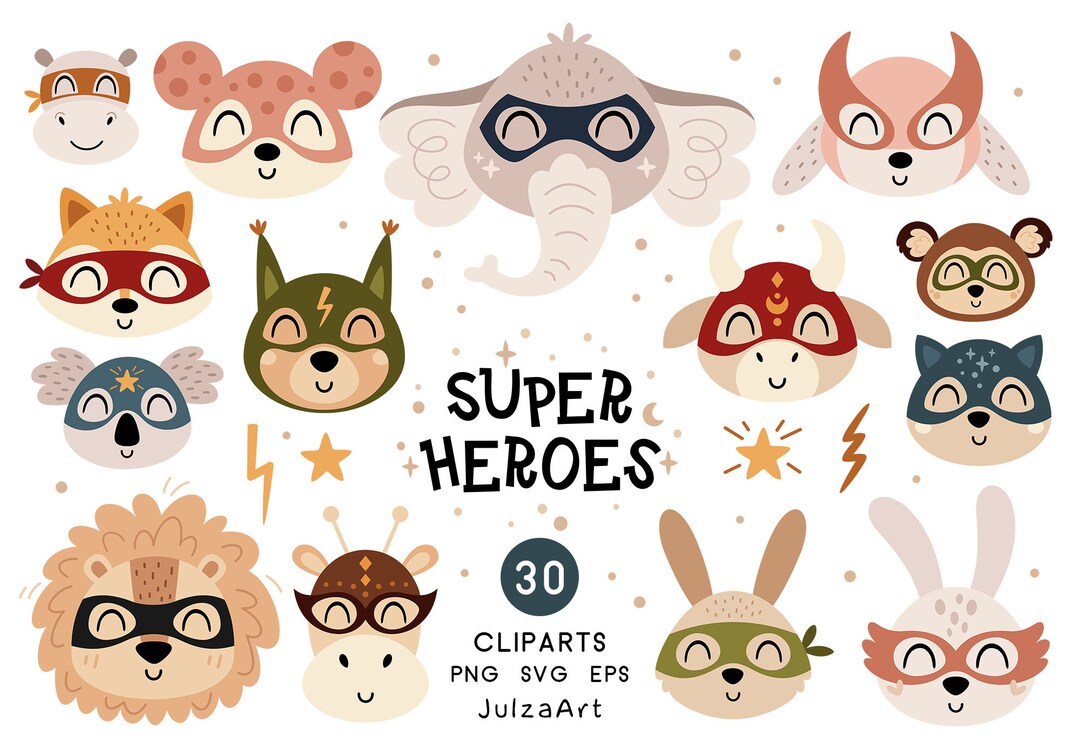 Superhero Svg, Animal Superhero Clipart, Cute Animal Face Svg, Super ...
