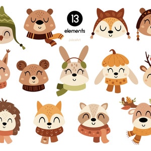 Animal Clipart, Autumn Animal Svg, Fall Animal Faces Svg, Woodland ...