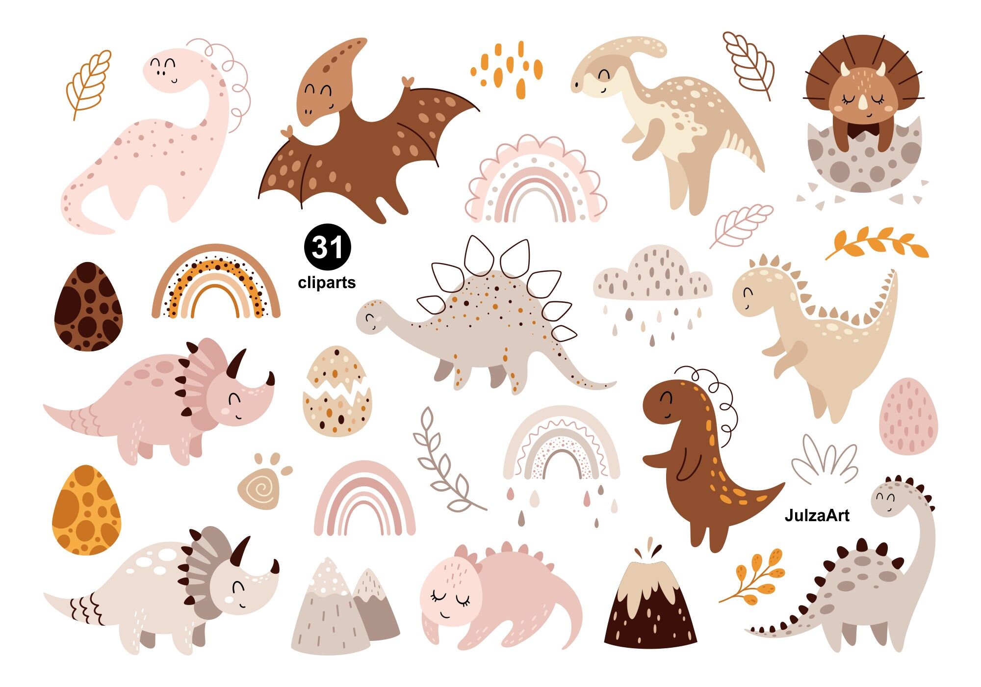 Cute Dinosaur Clipart Boho Dinosaur Svg Baby Dinosaur Png - Etsy