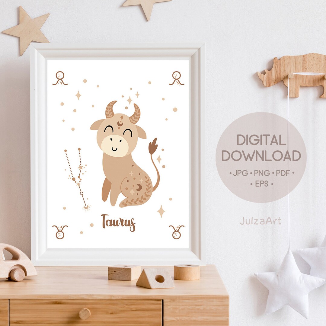Poster Taurus Sternzeichen Trauzeugin: Boho Sternzeichen Druck ...