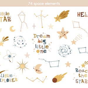 Space Clipart, Outer Space Svg, Boho Space Nursery Print, Solar System ...