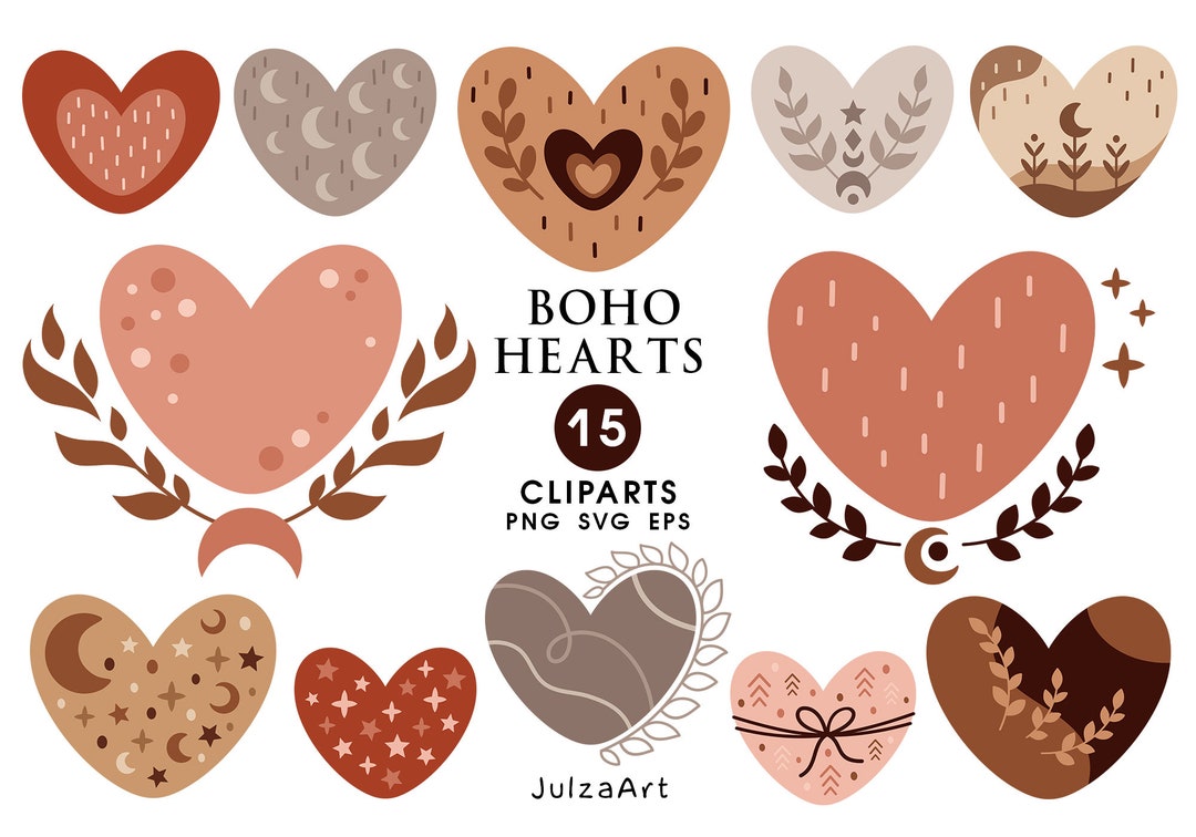 Hearts Svg Boho Heart Clipart Valentines Day Svg Valentine - Etsy