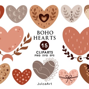 Hearts Svg, Boho Heart Clipart, Happy Valentines Day Svg, Valentine ...