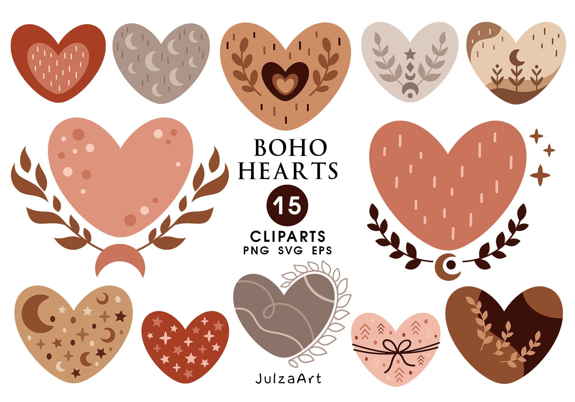 Hearts Svg Boho Heart Clipart Valentines Day Svg Valentine - Etsy