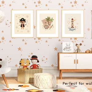 Pirates Animals Digital Paper Set, Kids Nautical Seamless Pattern, Cute ...