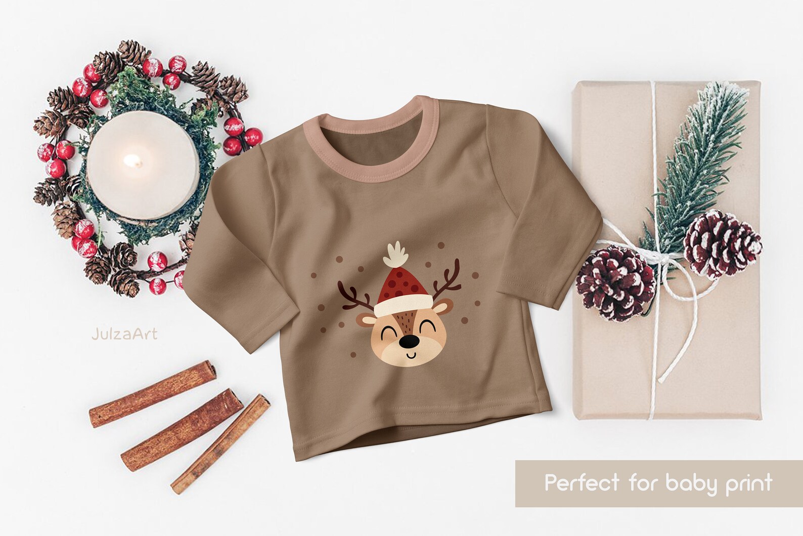 Christmas Deer Clipart: Winter Animal Faces, Holiday Woodland Character ...