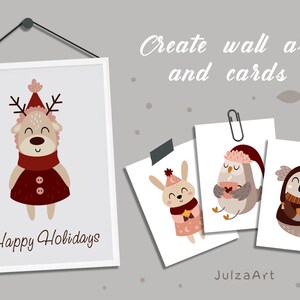 Winter Animals Clipart Christmas Svg Woodland Animals Png - Etsy