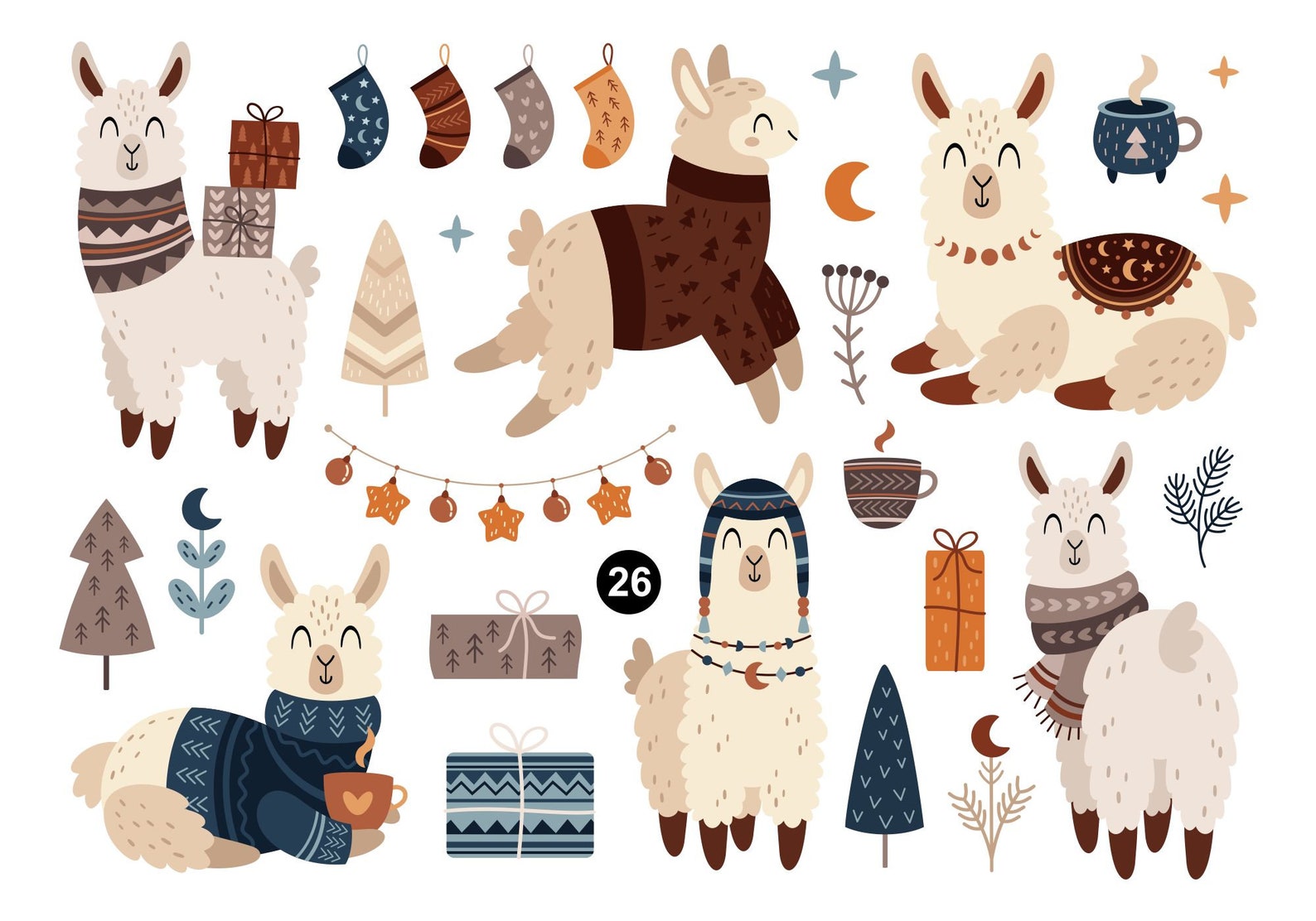 Llama Svg, Christmas Llama Clipart, Merry Christmas Svg, Cozy Winter ...