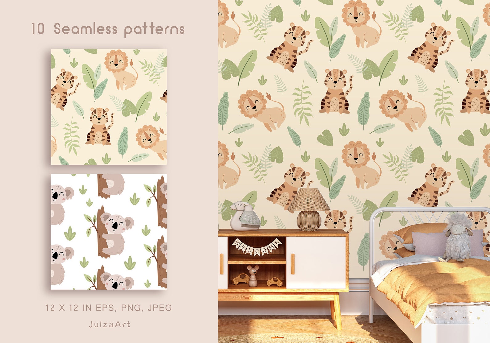 Jungle Seamless Pattern Safari Digital Paper Jungle Animals - Etsy