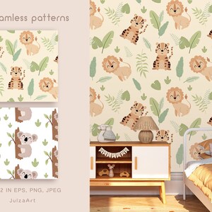 Jungle Seamless Pattern, Safari Digital Paper, Jungle Animals Print ...