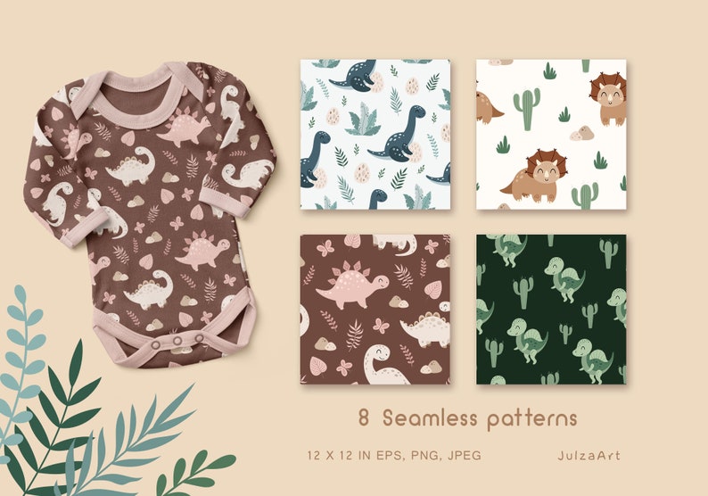 Dinosaur Seamless Pattern Cute Dinosaur Digital Paper - Etsy