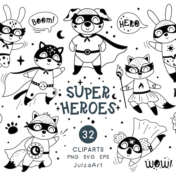 Superhero Clipart - Etsy