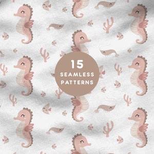 Sea Animals Seamless Pattern, Nautical Digital Paper, Under the Sea ...