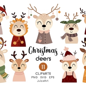 Christmas Deer Svg, Christmas Clipart, Holiday Deer Head Png, Merry ...