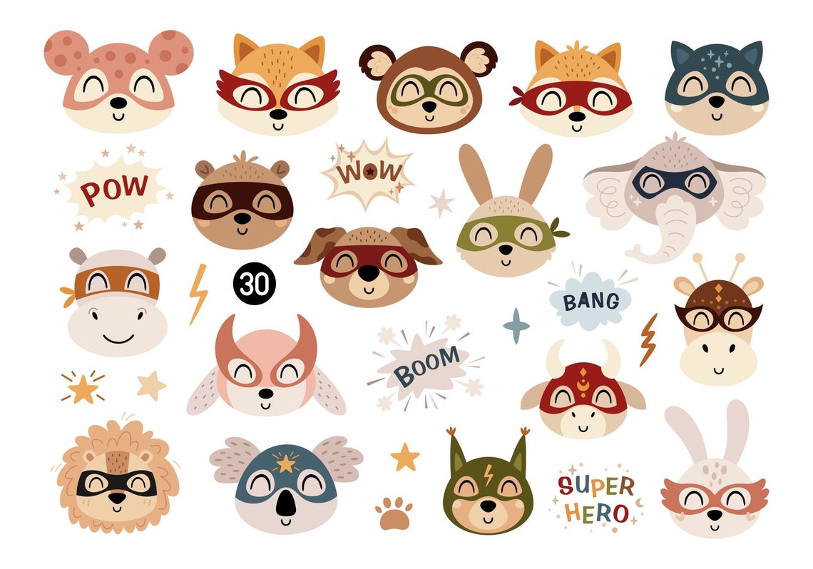 Superhero Svg Animal Superhero Clipart Cute Animal Face Svg - Etsy