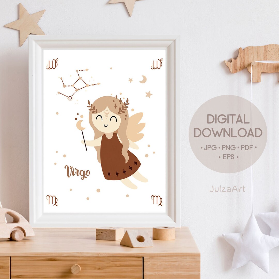 Virgo Poster Printable, Virgo Zodiac Poster, Star Zodiac Sign, Zodiac ...