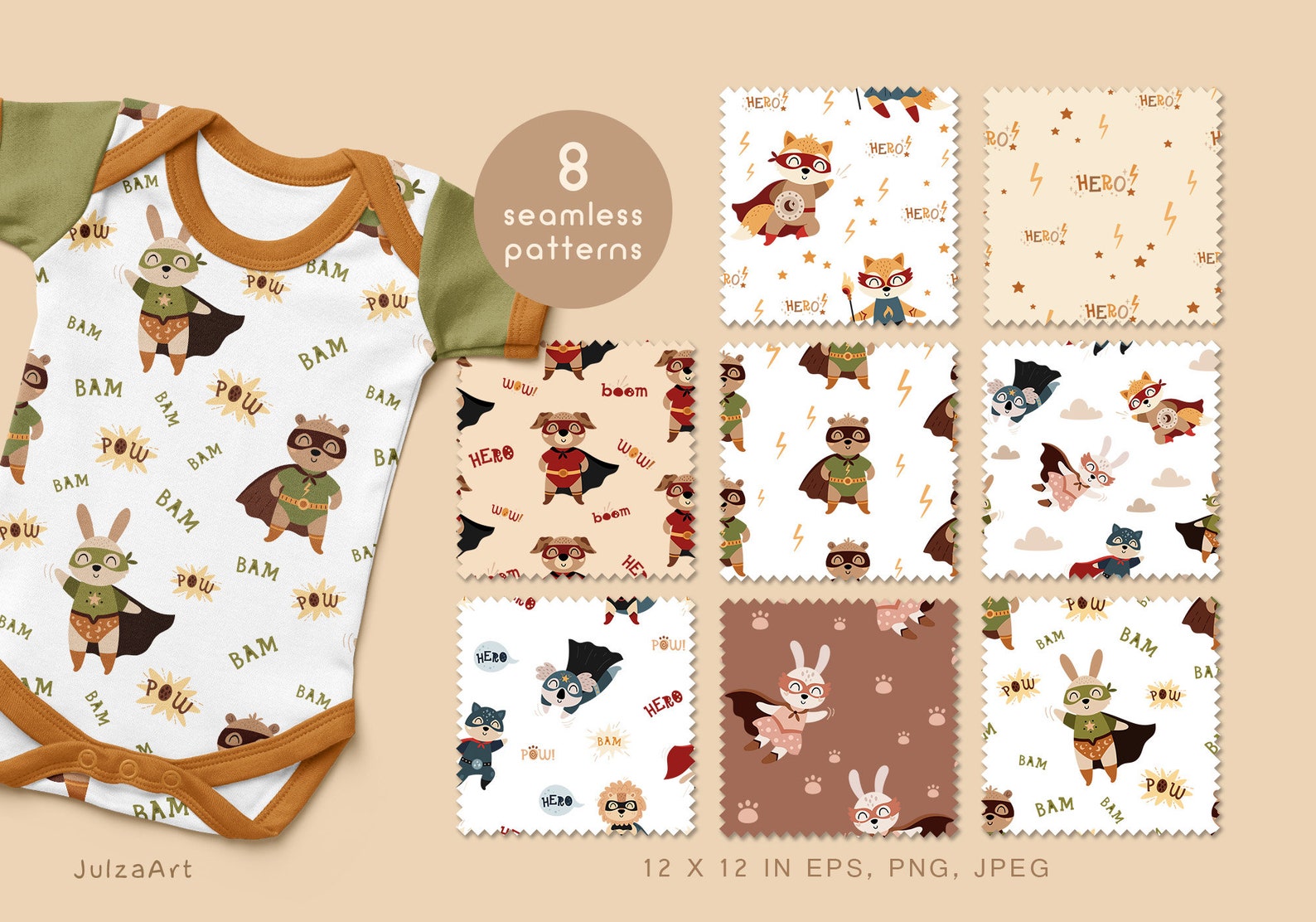 Superhero Seamless Pattern Animal Superhero Digital Paper - Etsy