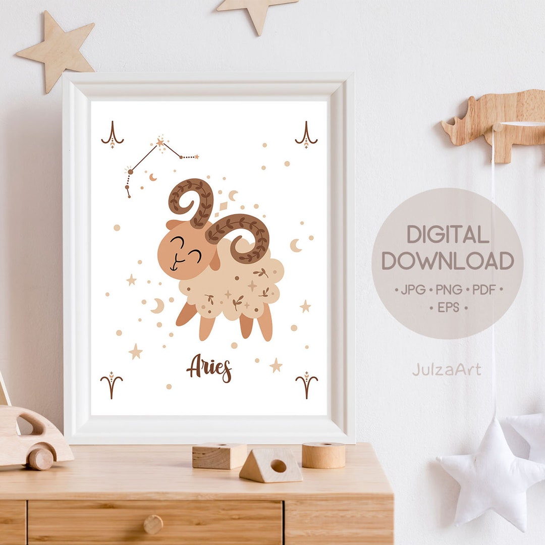 Aries Zodiac Poster, Aries Poster Printable, Star Zodiac Sign, Zodiac ...