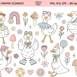 Silly Goose Svg, Cute Goose Clipart, Groovy Goose Png, Silly Goose on ...