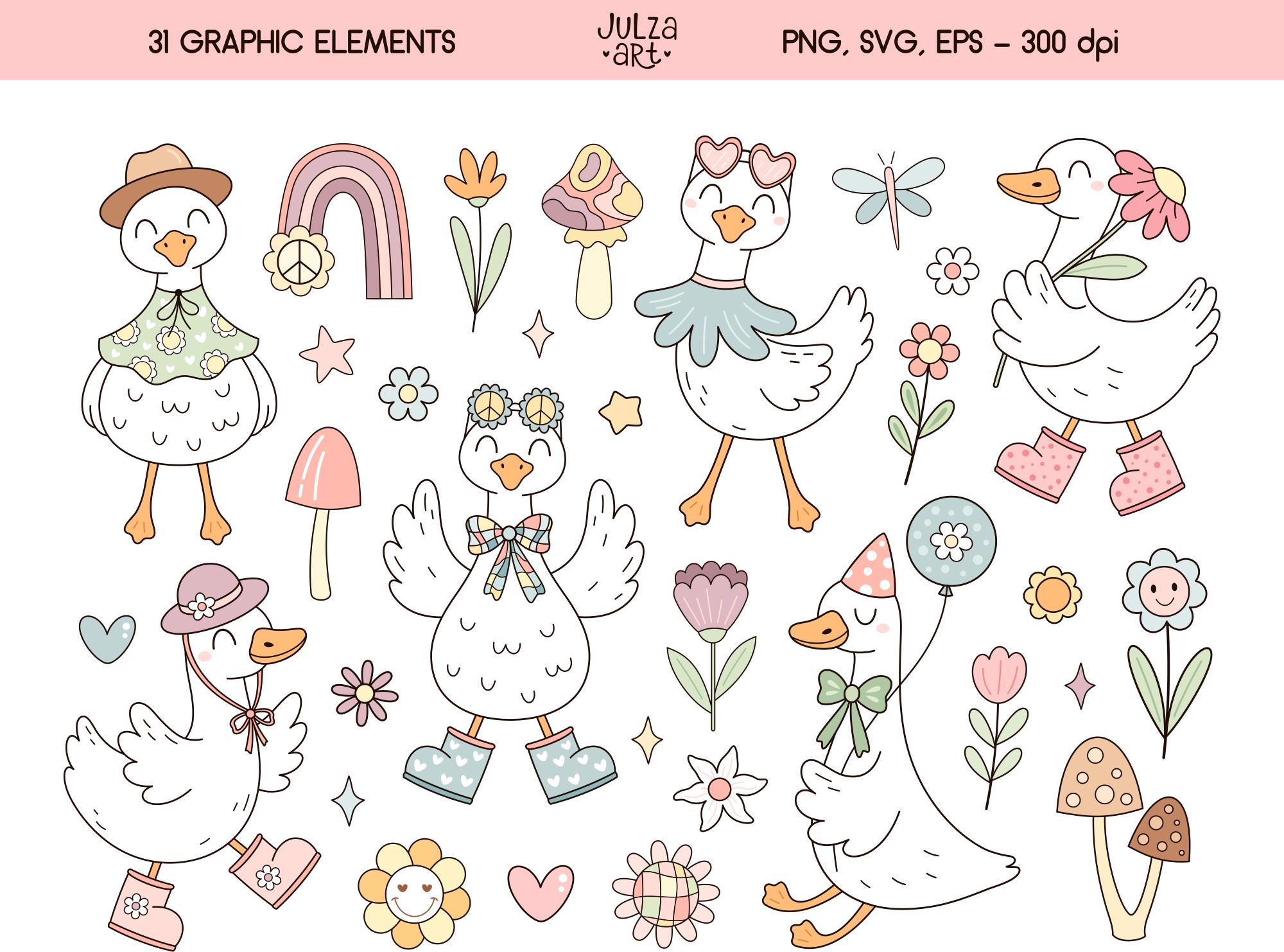 Silly Goose Svg, Cute Goose Clipart, Groovy Goose Png, Silly Goose on ...