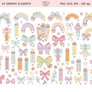 Coquette Pencil Bow Clipart Teacher Pencil Png Groovy Pencil Svg Back ...