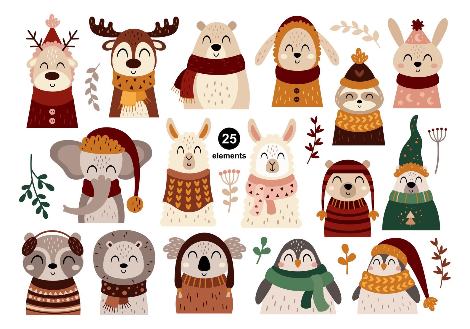 Winter Animals Clipart Woodland Animals Svg Winter Clipart - Etsy