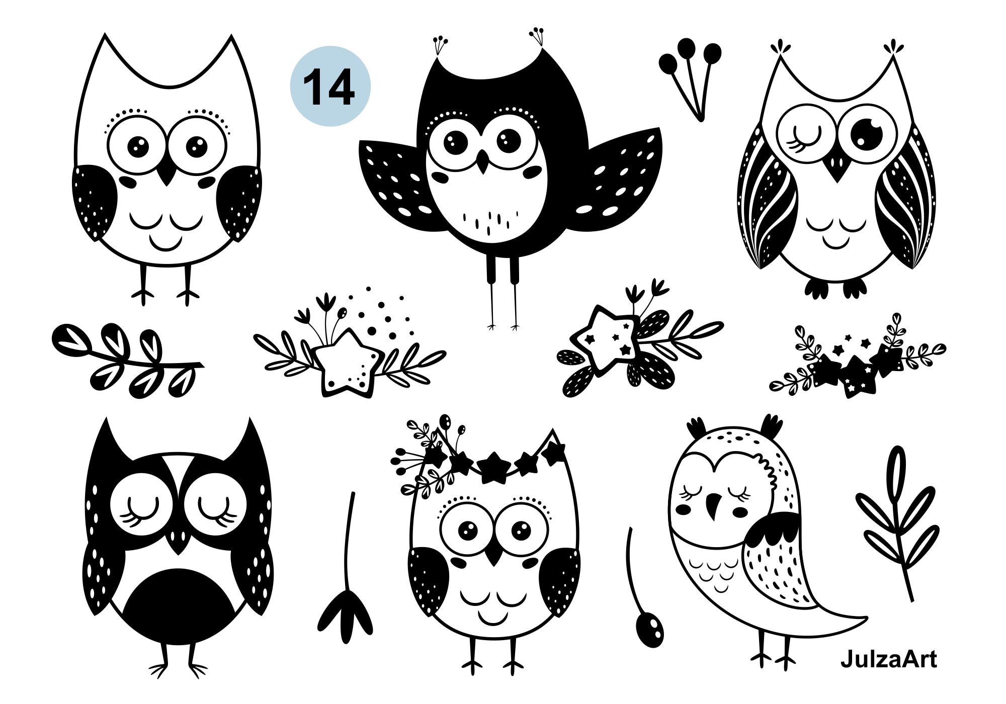 Owls Clipart Black And White