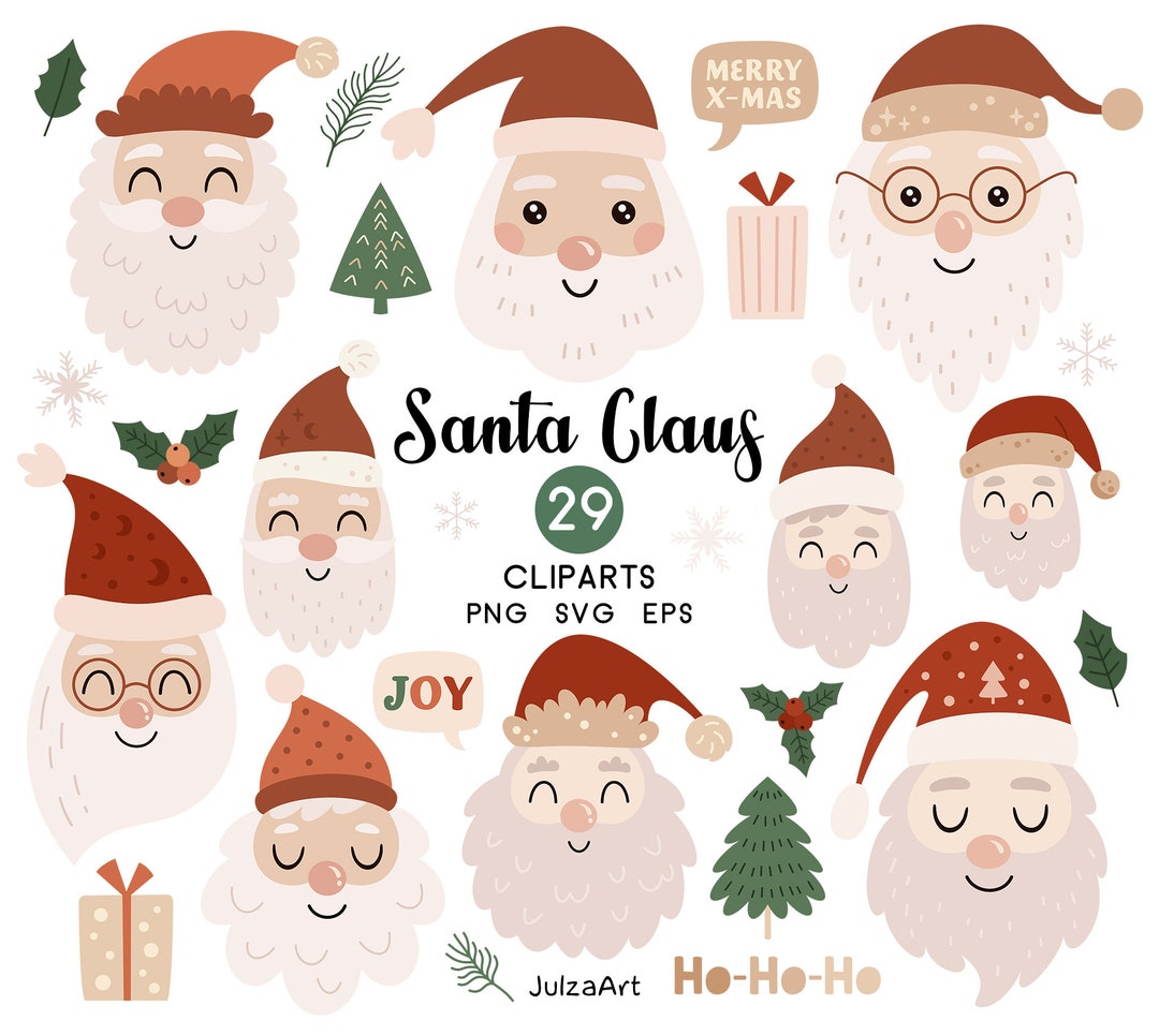 Santa Clipart, Santa Claus Png, Merry Christmas Clipart, Cute Santa Svg ...
