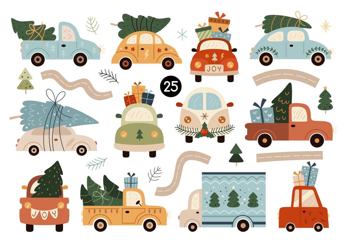 Christmas Clipart Christmas Car Svg Retro Christmas Truck Svg Christmas ...